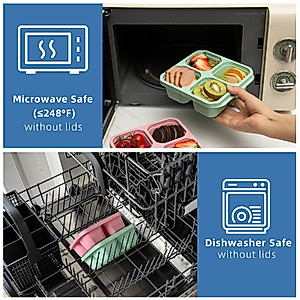 DESLON 6 Pack Snack Containers for Adults Kids, 4 Compartment Bento Snack Box, Reusable Meal Prep Lunch Containers with Compartment, Divided Small Snack Containers Bento Box for Travel Work