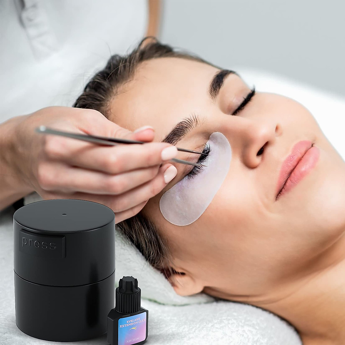 Buqikma Eyelash Extension Glue Jar Storage Tank with Bottom Sealed Adhesive Stand Activated Storage (Black)