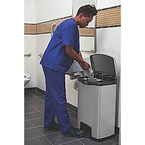 Rubbermaid Commercial Products Impressions Metal Step On Trash Can, Front Step, 13 GAL, Stainless Steel Black, Indoor for Hospitals/Office Spaces/Restaurants