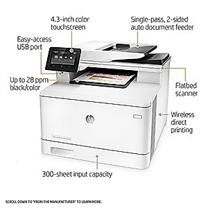 HP LaserJet Pro M477fnw Multifunction Wireless Color Laser Printer with Built-in Ethernet (CF377A)