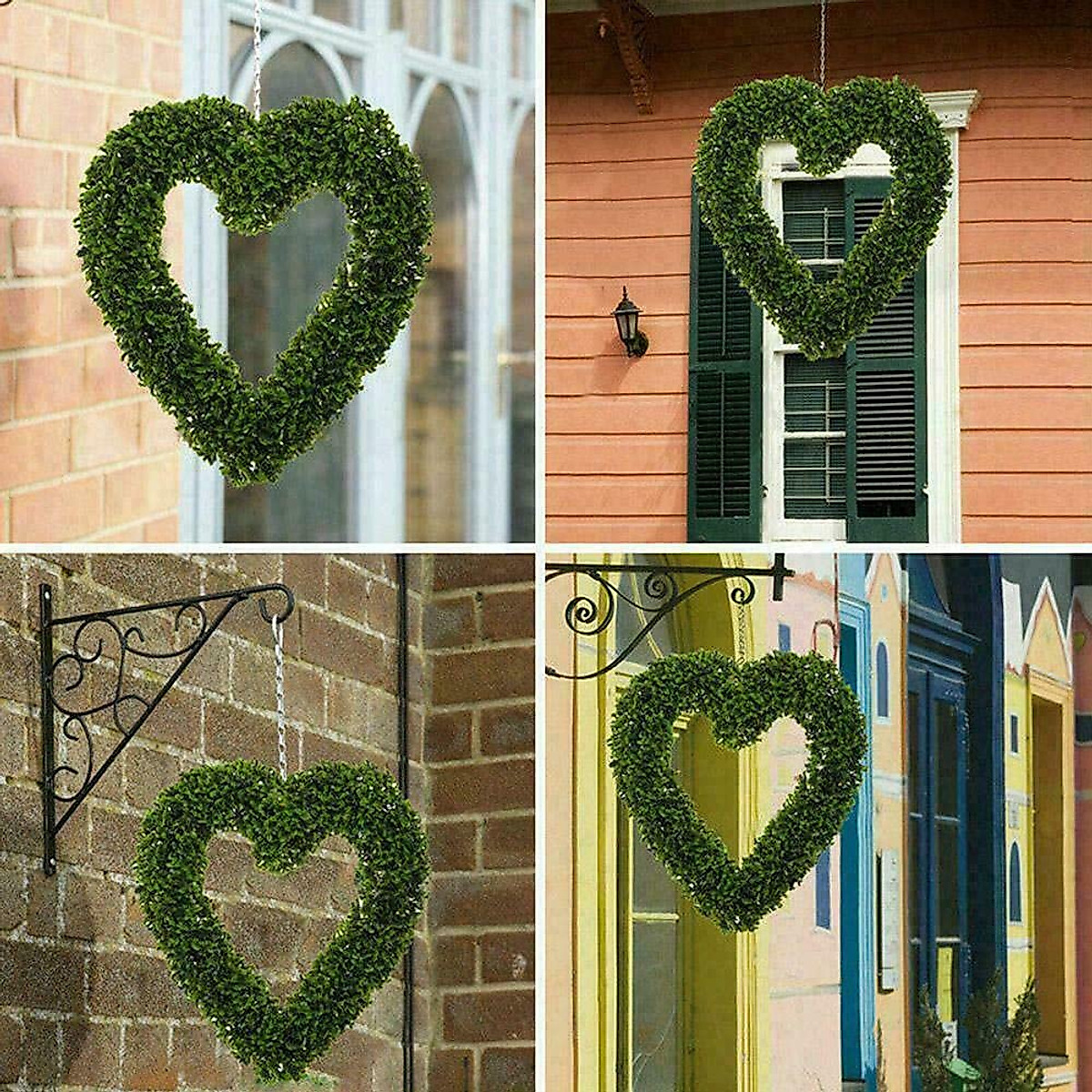 OVBBESS Garden Products Topiary Boxwood Heart Topiary Door Hanging Love Heart Home Decor