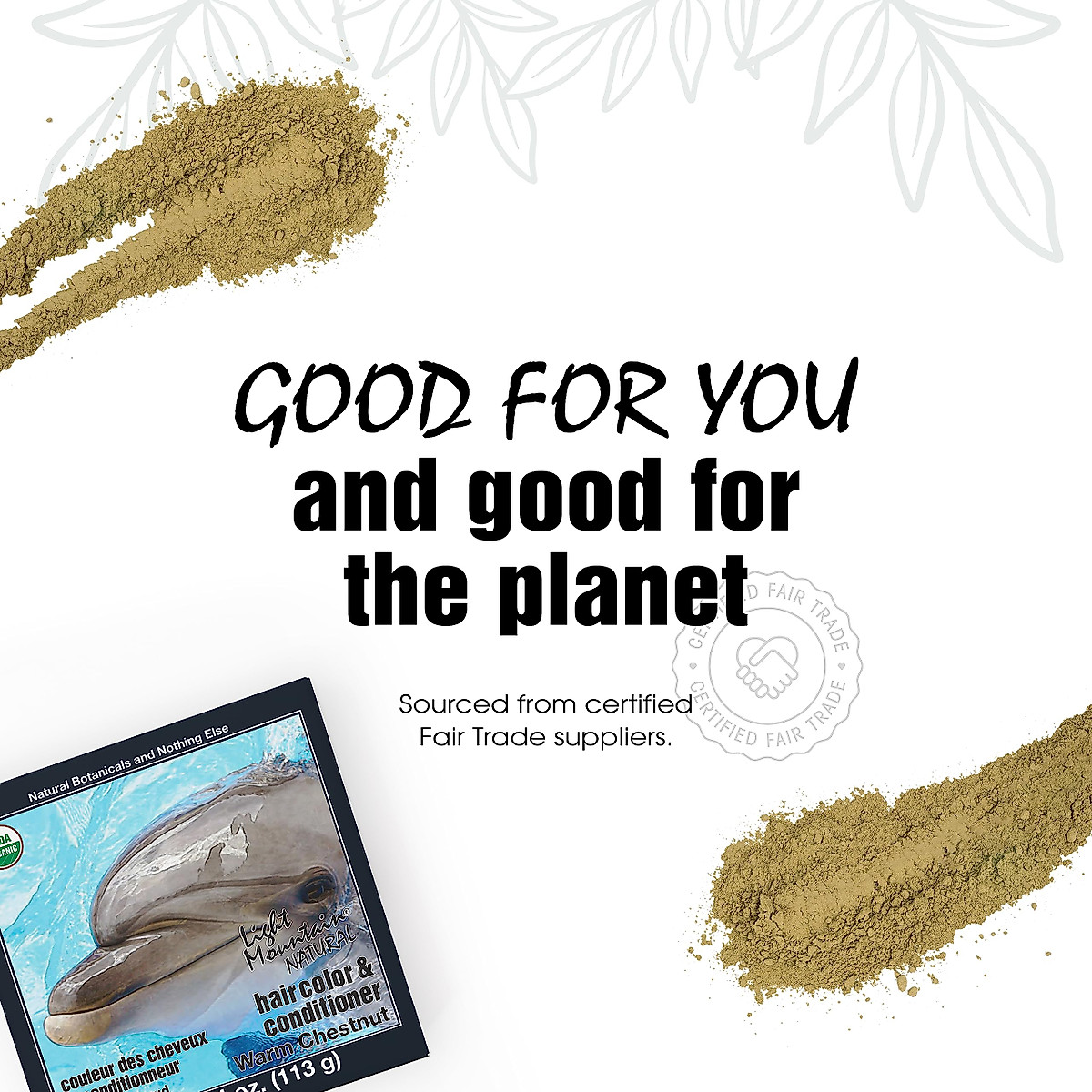 Light Mountain Henna Hair Color & Conditioner - Warm Chestnut Hair Dye for Men/Women, Organic Henna Leaf Powder and Botanicals, Chemical-Free, Semi-Permanent Hair Color, 4 Oz