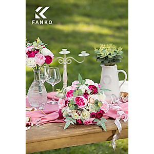 FANKO Rose Artificial Flowers Combo for DIY, Fake Rose Artificial Silk Flowers with Greenery, Real Looking Artificial Faux Flowers for Wedding, Table Decoration, Centerpieces, Party, Home Décor