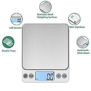 KUBEI Upgraded Larger Size Digital Food Scale Weight Grams and OZ, 5kg/0.1g Kitchen Scale for Cooking Baking, High Precision Electronic Scale with LCD Display