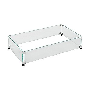 The Outdoor GreatRoom Company Glass Guard - Rectangular Glass Wind Guard for 12" by 24" Crystal Fire Burner - Sturdy Tempered Glass Panels with Aluminum Clips for Attachment - Easy to Assemble