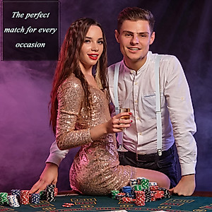 Handepo 6 Pcs Adjustable Y Back Style Suspenders Elastic Suspenders with Metal Clip for Pants Unisex Multicolour Suspenders 1 In Wide (Classic Color)