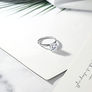 14K White Gold Forever Brilliant Moissanite from Charles & Colvard Solitaire Engagement Ring For Women (1.90 Cttw, Round 8MM, Available in size 5, 6, 7, 8, 9)