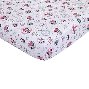 Disney Baby Minnie Mouse All About Bows 4 Piece Nursery Crib Bedding Set, Pink, Aqua