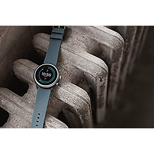 Fossil Men's Gen 4 Sport Heart Rate Metal and Silicone Touchscreen Smartwatch, Color: Grey, Blue (FTW4021)