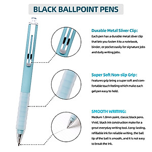 FULLPAD Ballpoint Pens Medium Point 1mm Black Ink Work Pen with Super Soft Grip Ball Point Pen for Men Women Retractable Office Pens (Black-6)