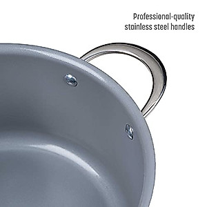 Goodful Ceramic Nonstick 6 Quart Stock Pot, Dishwasher Safe Pots and Pans, Comfort Grip Stainless Steel Handle, Made without PFOA, Cream