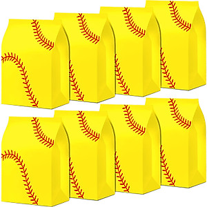 Leinuosen 30 Pieces Softball Party Treat Bags Softball Goodie Favor Treat Bags Softball Theme Goody Bags for Sport Softball Theme Birthday Party Decorations Supplies