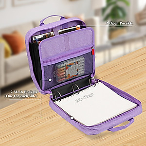 GXaryFulin Detachable Zipper Binder with Shoulder Strap, 3 O-Ring Binder for Office & School Supplies, Upgraded Version (Purple)