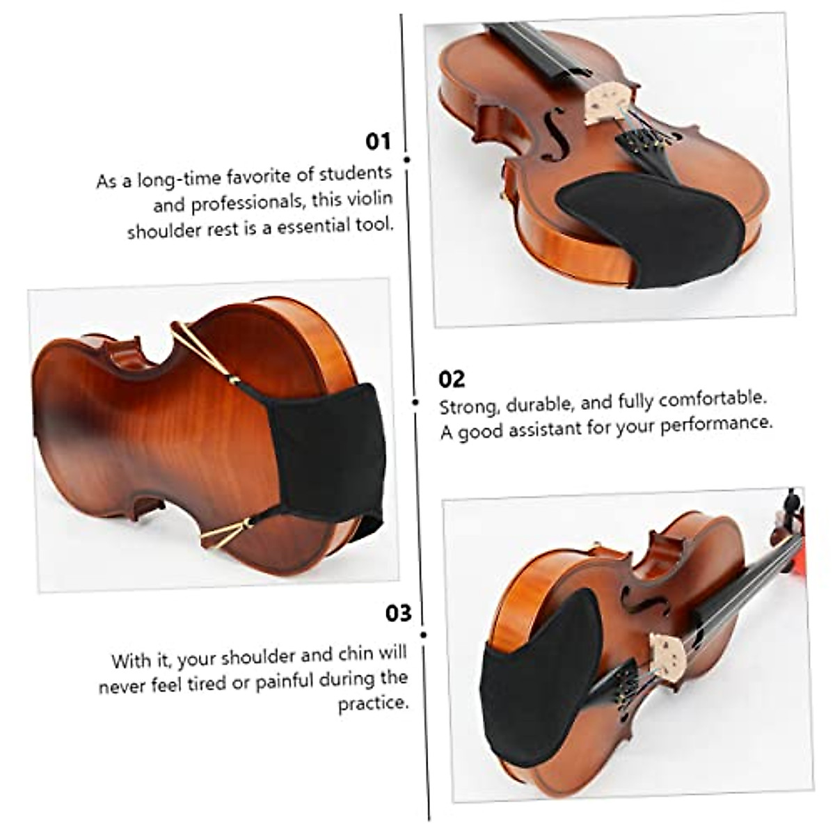 ERINGOGO 7 Pcs Violin Chin Rest Violin Stand Violin Shoulder Pad Violin Chin Cloth Violin 4/4 Violin Shoulder Rest Pad Violin Chin Mat Violin Mute Violin Supplies Cotton Pad Foldable Rubber