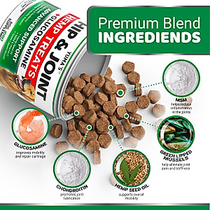 YUMA'S Hemp Hip and Joint Supplement for Dogs - Glucosamine for Dogs - 170 Dog Joint Pain Relief Chews - Chondroitin, MSM - Hemp Oil - Advanced Dog Joint Supplement Health - Mobility Support Treats