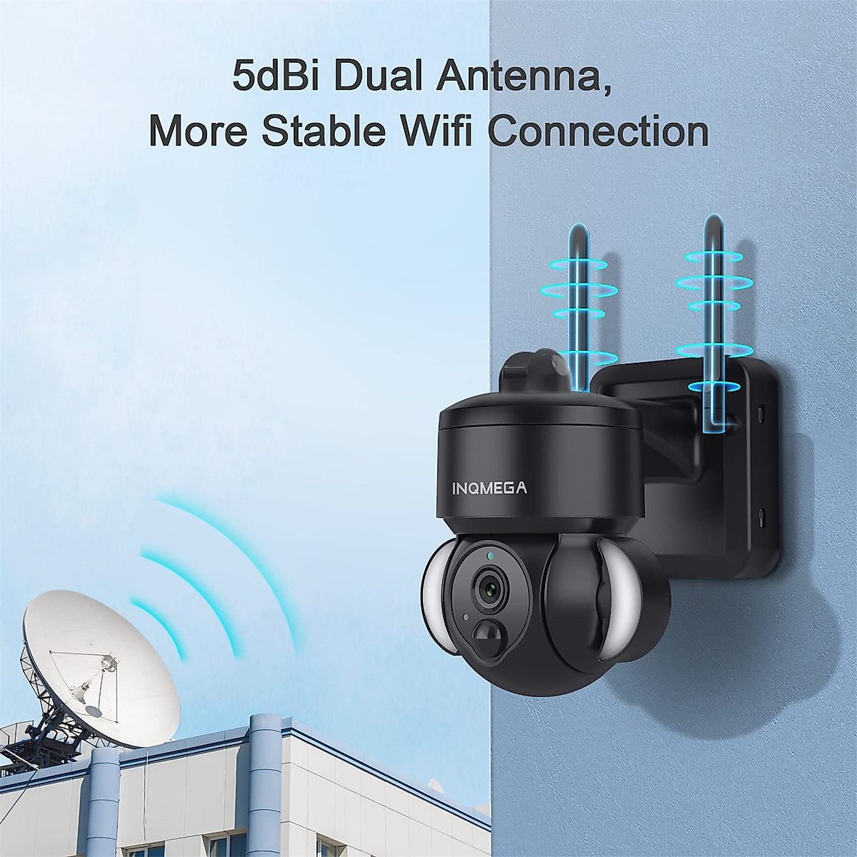 INQMEGA Solar Security Camera Outdoor, Security Cameras Wireless Outdoor,15000mAh Battery Solar Powered with 3MP Night Vision,Floodlight,2-Way Audio, PIR Motion Detection SD&Cloud(Black)