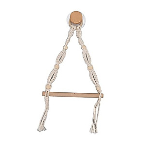 Vintage Rope Towel Holder No Punching Wall Mounted Wide Application Space Saving Eco Friendly with Wooden Rod for Bathroom Kitchen