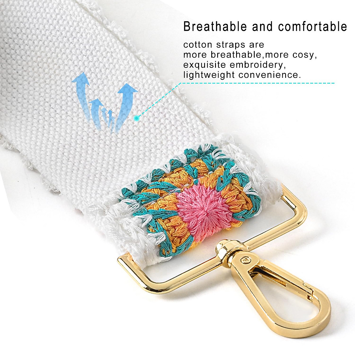 PAXMATE Purse Strap Replacement Crossbody Handbag Guitar Strap Purse Shoulder Strap Adjustable Crochet Flower Bag Strap