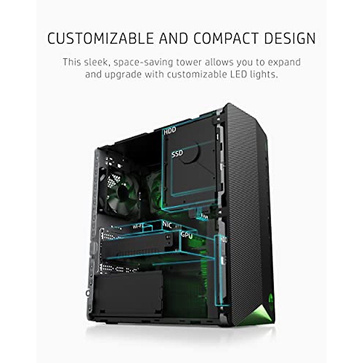 HP Pavilion Gaming Desktop, 10th Generation Intel Core i5-10400F Processor, NVIDIA GeForce GTX 1650 Graphics, 8 GM RAM, 256 GB SSD, Windows 11 Home (TG01-1120, Shadow Black)