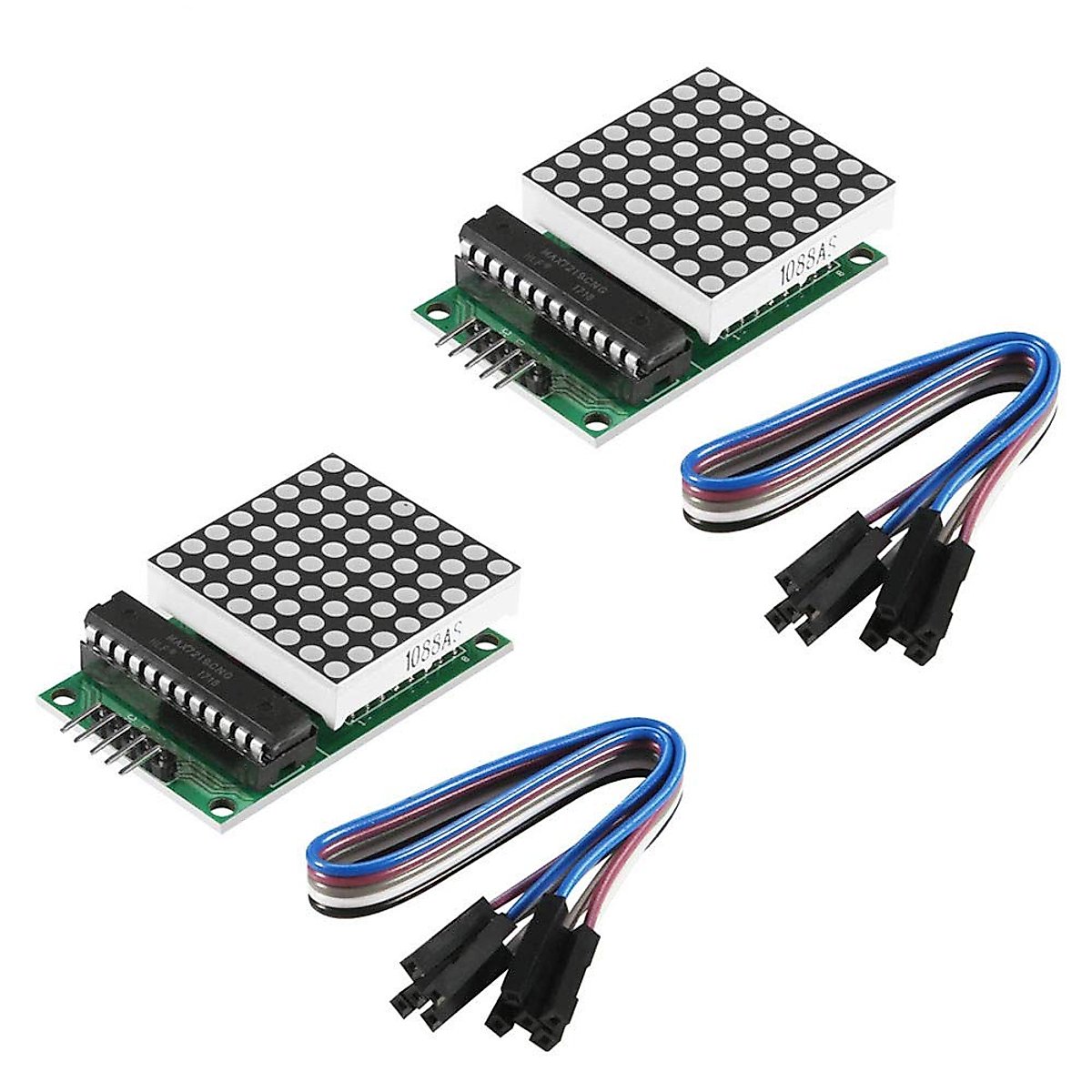 ACEIRMC 2PCS MAX7219 Dot Matrix Display Module Single-Chip Control LED Module DIY Kit for Arduino with 5pin Line (A)