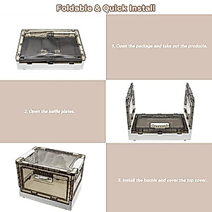 Dollox 2 Pack Plastic Storage Bins with Lids, Stackable Clear Storage Bins Storage Cart Foldable Box with Wheels Storage Box Totes for Home Room Organizer
