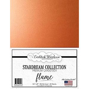 Flame Orange Stardream Metallic Cardstock Paper - 8.5 X 11 Inch - 105 Lb. / 284 Gsm Cover - 25 Sheets From Cardstock Warehouse