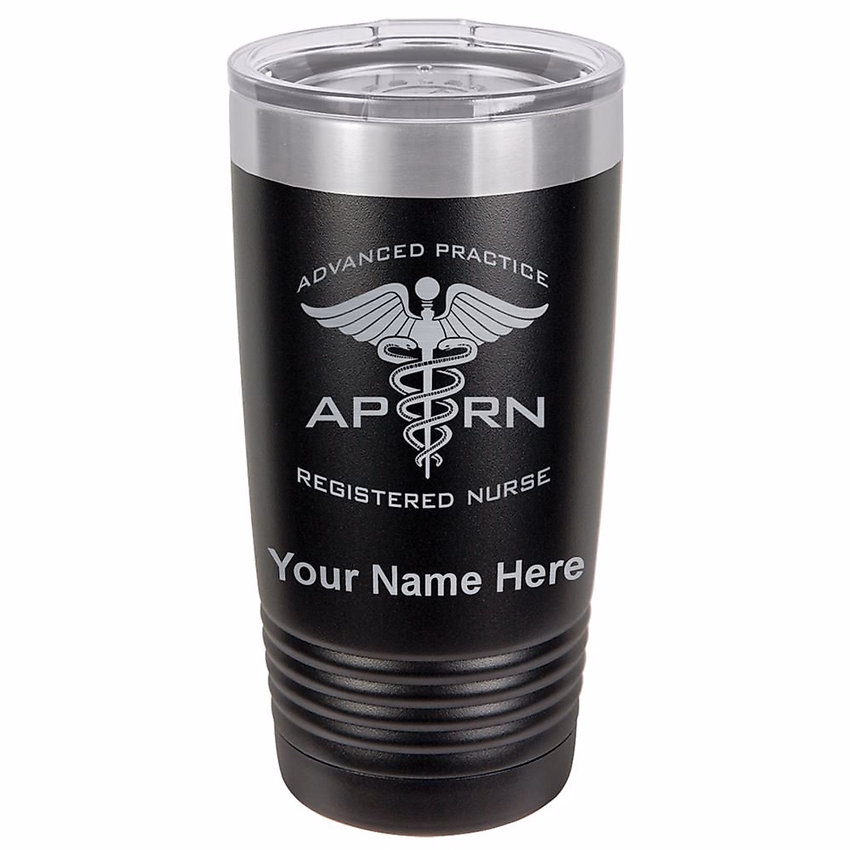 LaserGram 20oz Vacuum Insulated Tumbler Mug, APRN Advanced Practice Registered Nurse, Personalized Engraving Included (Black)