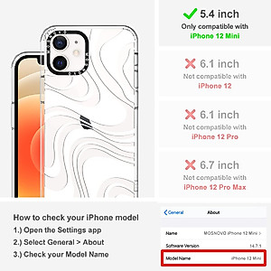MOSNOVO Case for iPhone 12 Mini, [Buffertech 6.6ft Military-Grade Drop Protection] [Anti Peel Off Tech] Clear TPU Bumper Phone Case Cover Design - White Swirl