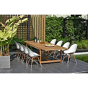 Brampton 9 Piece Outdoor Eucalyptus Extendable Dining Set | Perfect for Patio | with Teak Finish