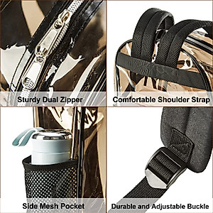 COVAX Heavy Duty Clear Backpack, Large Transparent Clear Bookbag, See Through Backpack for College, Work, Security Travel & Sports (Brown)