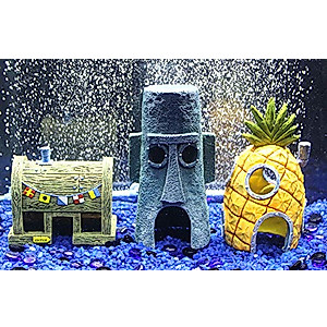 Penn-Plax Spongebob Squarepants Officially Licensed 3-Piece Aquarium Ornament Bundle – Spongebob’s Pineapple House, Squidward’s Easter Island Home, and The Krusty Krab