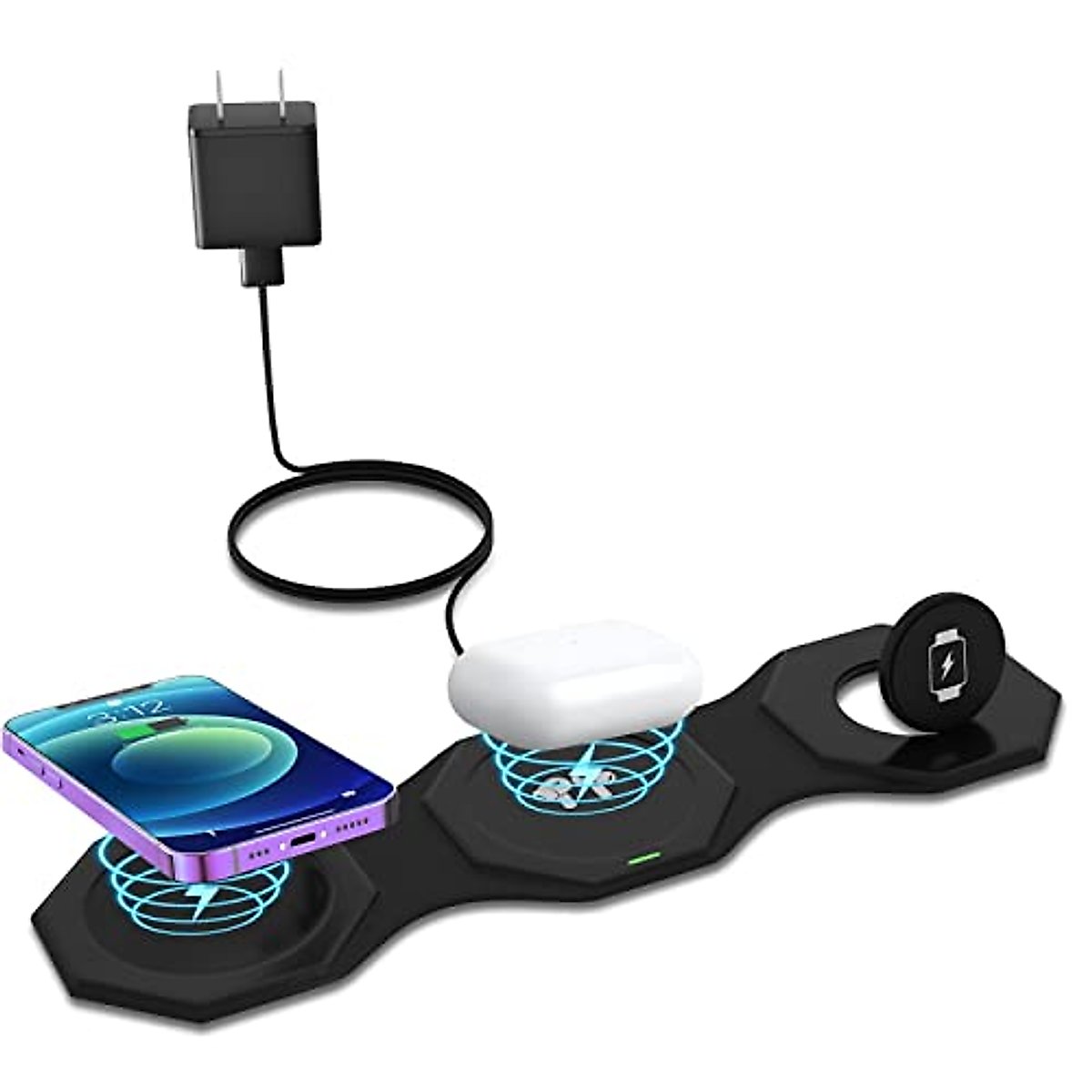 Wireless Charger 3 in 1,Magnetic Foldable 3 in 1 Charging Station for Multiple Apple Devices,Wireless Charging Pad Dock for iPhone14 13 12 11 Pro Max Plus,AirPods 3 2 Pro,Apple Watch