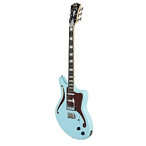 D'Angelico 6 String Semi-Hollow-Body Electrical Guitar, Right, Sky Blue (DAPBEDSHSBMCS)