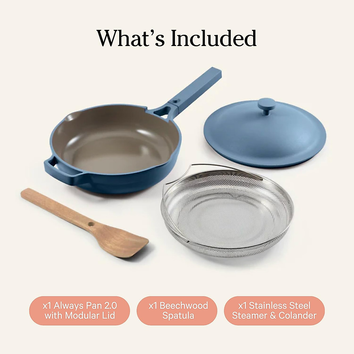 Our Place 10.5-Inch Ceramic Nonstick Skillet Pan, Toxin-Free with Stainless Steel Handle, Oven Safe - Blue Salt