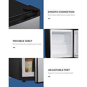 Upright Freezer - Compact Reversible Single Door Table Top Mini Freezer - Free Standing Freezing Machine with Removable Shelf(Silver, 1.1 Cubic Feet)