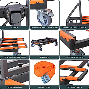 Upgrade Folding Drywall Cart Heavy Duty,Drywall Dolly Load 2200 lbs Capacity,Panel Cart with Extended Large Deck,Panel Dolly Handling Plywood Sheetrock Glass and Windows Service Cart