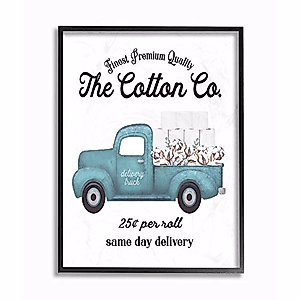 Stupell Industries Toilet Paper Cotton Co Delivery Truck Bathroom Word, Design by Artist Lettered and Lined Wall Art, 11 x 1. 5 x 14 Inch, Black Framed