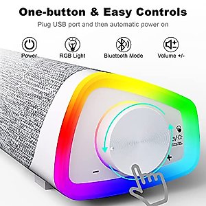 SOULION R30 Plus Bluetooth Computer Speakers for PC Desktop, 6 Modes LED Lights with All-in-one Control Button, Wired USB Powered Sound Bar, Surround Sound Portable SoundBar for Monitor Laptop Phone