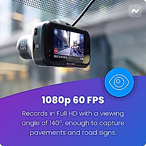 Nextbase 322GW Dash Cam - Full 1080p/60fps HD Recording in Car Camera - Wi-fi GPS Bluetooth App Enabled - Parking Mode - Night Vision - Loop Recording - Automatic Power and Crash Detection