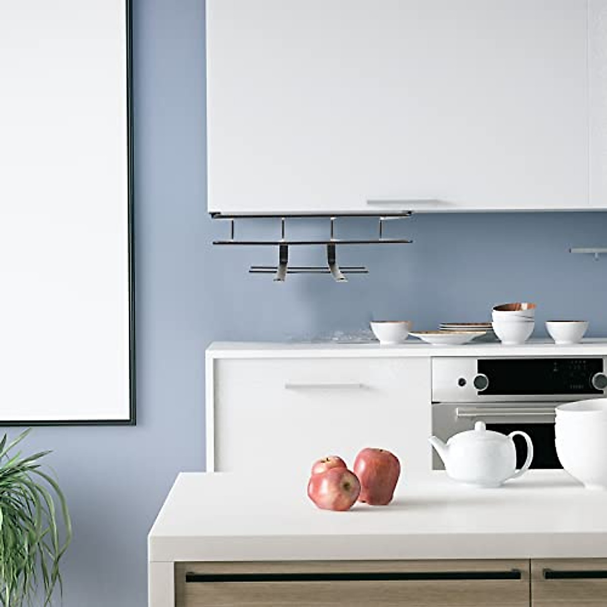 Luxshiny Under Cabinet Cutting Board Rack Stainless Steel Pot Lid Chopping Board Hanging Rack Pan Cover Holder Kitchen Storage Shelf Cabinet Organizer for Kitchen Black