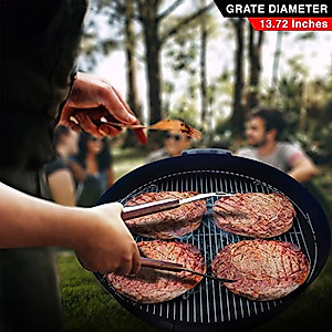 GRILLVANA 201 Stainless Steel Charcoal Grill Cooking Replacement Grate (ACTUAL DIAMETER 13.72 INCHES) With handles and hinges - Compatible with Weber 14" Smokey Joe