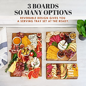 Chorus Wood Cutting Board Set with Juice Groove (3 Pieces) - Acacia Wood Kitchen Cutting Boards, Chopping Board for Meat (Butcher Block), Vegetables, Cheese - 100% Natural Hardwood