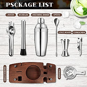 Bartender Kit,Cocktail Shaker Set with Bamboo Stand,Perfect Home Bartending Kit and Martini Drink Mixer Set,Bar Tool for an Awesome Drink Mixing Experience, Idea