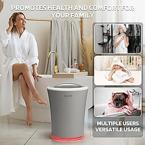 Lagute iSnug Towel Warmer for Bathroom, with 3-Level Timer, Warning Alarm RGB Light, Auto Shut-Off, 5.3 Gal Heating Bucket for Bathrobe, Blanket, Gray