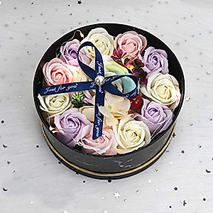 BBJ WRAPS Vintage Marble Flower Paper Box Round Florist Boxes For Bouquet With Lids Set/3 (S/M/L) (Black)