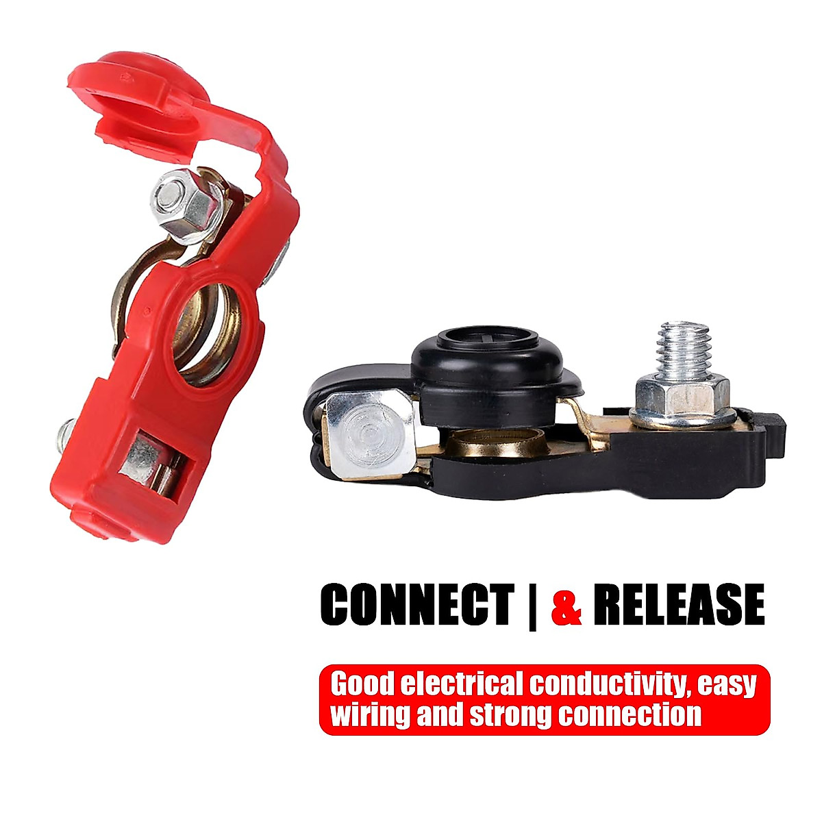 cueclue 6 PCS Automotive Terminal Clamps Connectors, Universal Negative & Positive Cable Terminals, for Automobile, Truck and RV (Multicolored)