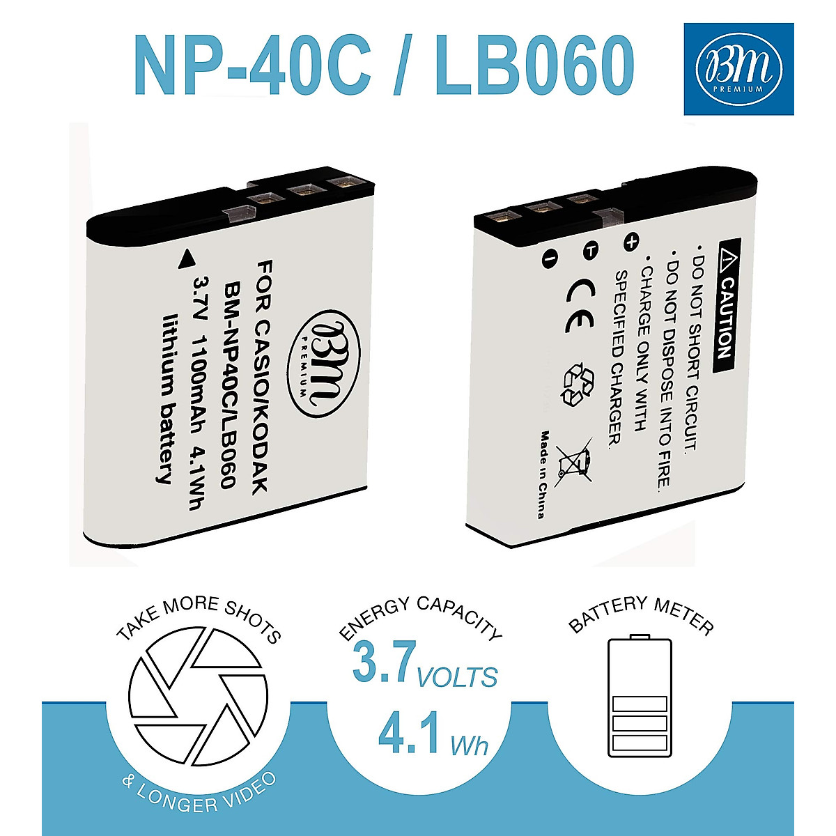 BM Premium LB-060 Battery Replacement for Kodak PixPro AZ251, AZ361, AZ362, AZ365, AZ421, AZ422, AZ501, AZ521, AZ522, AZ525, AZ526, AZ527, AZ528 Cameras