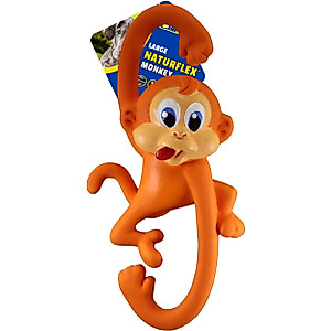 PetSport Naturflex Large Monkey Latex Dog Chew Toy | All-Natural Soft, Squeaky, Non-Toxic Rubber Chew Toy | Safe for Indoor Play | 12"