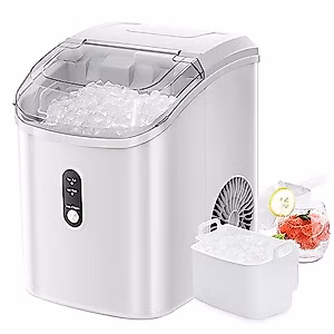 Havato Nugget Ice Maker Countertop, Auto-Cleaning Pebble Ice Maker with Ice Basket & Scoop, 33Lbs in 24H, Chewable Ice Maker Machine for Home Camping Party RV, White