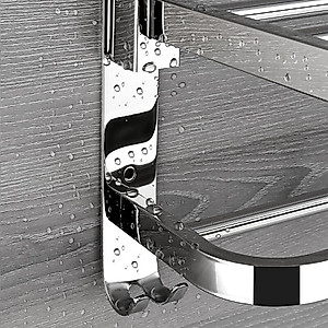 Bathroom Shelf Wall Floating Bathroom Bathroom Towel Shelf with Foldable Towel Bar Holder and Towel Hooks Wall Mounted Multifunctional Double Towel Bars Brushed Nickel Floating Shelves Corner Shower